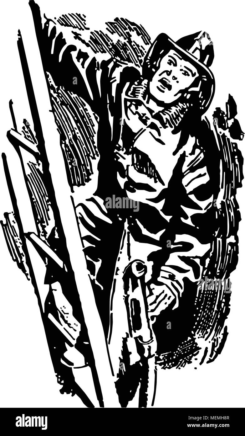 Firefighters climbing ladders Stock Vector Images - Alamy