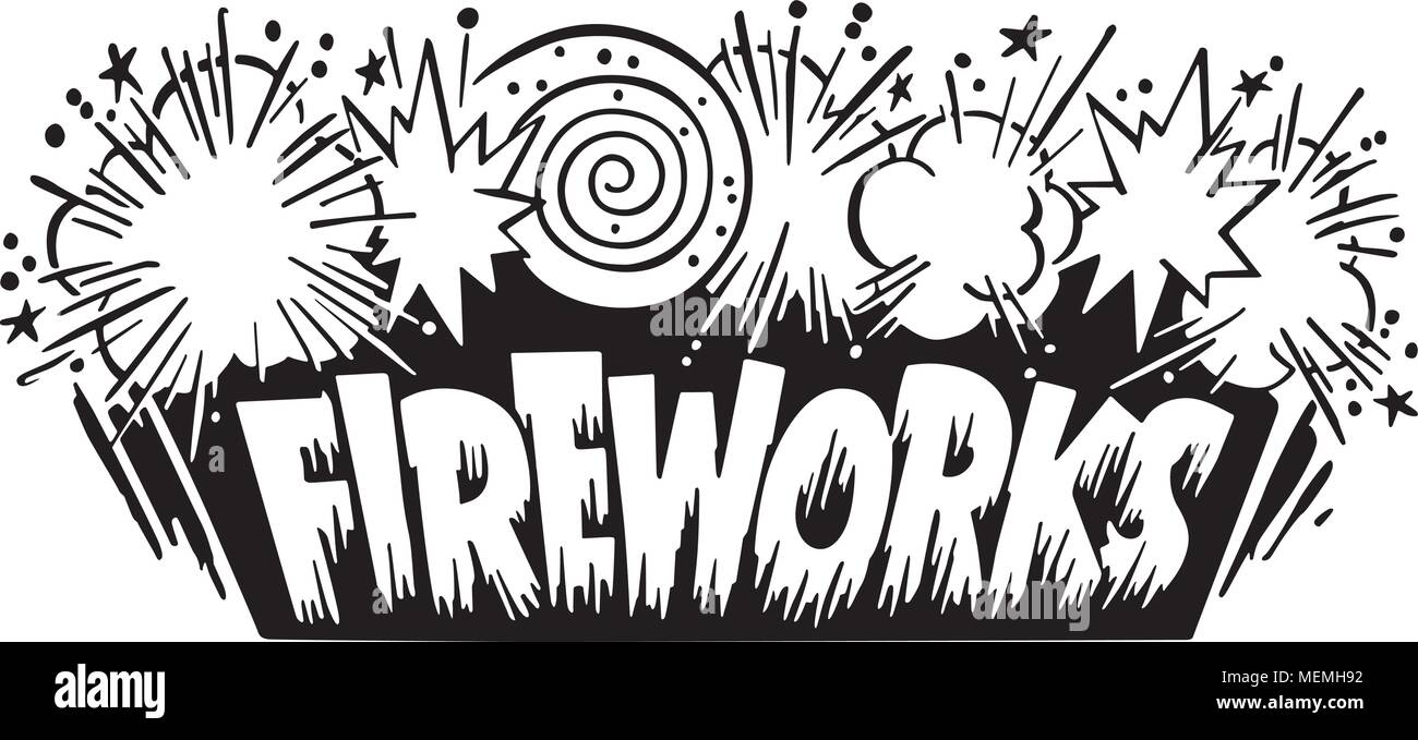 Fireworks Header - Retro Clipart Banner Stock Vector Image & Art - Alamy