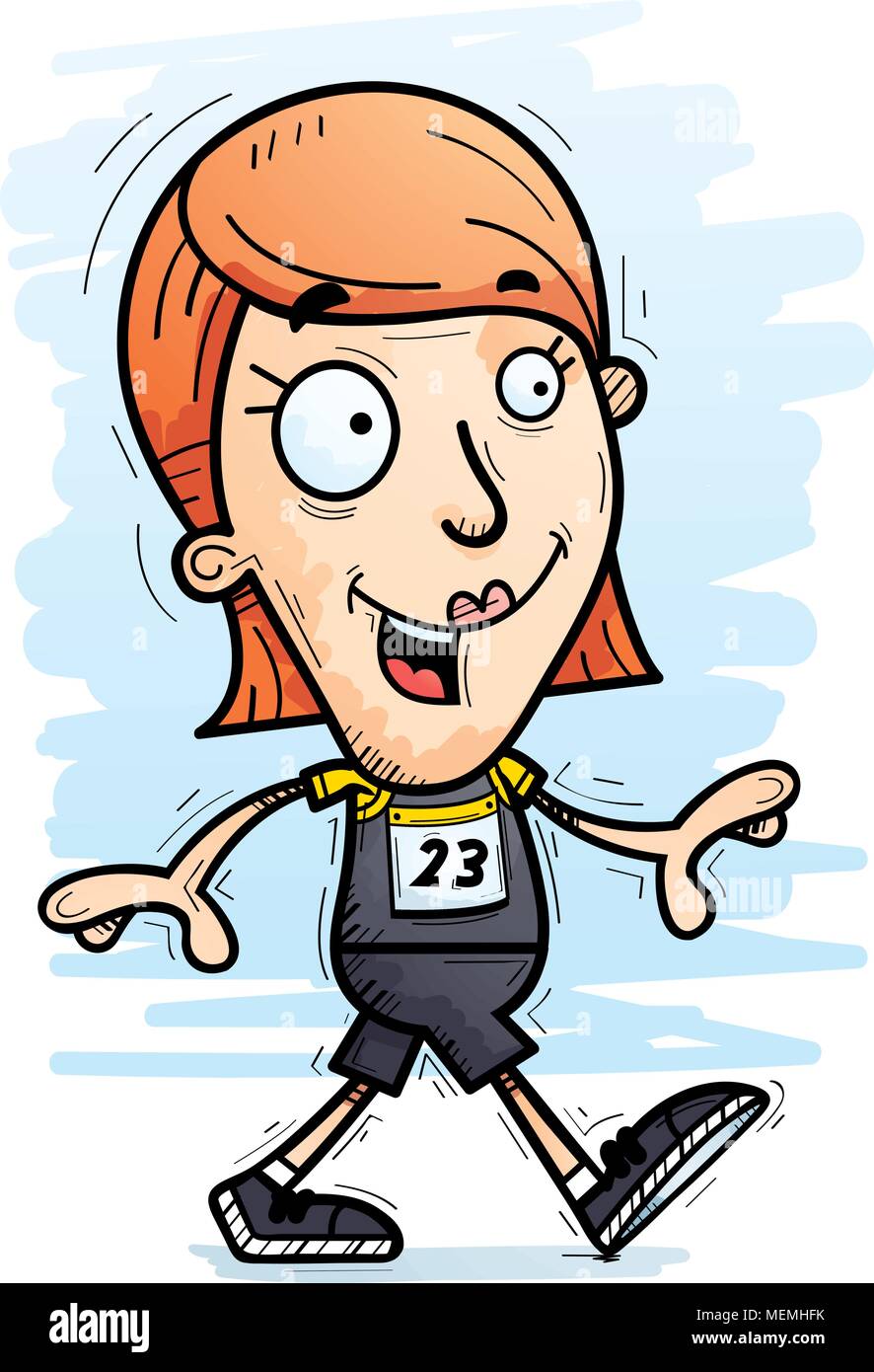 A cartoon illustration of a woman track and field athlete walking Stock ...