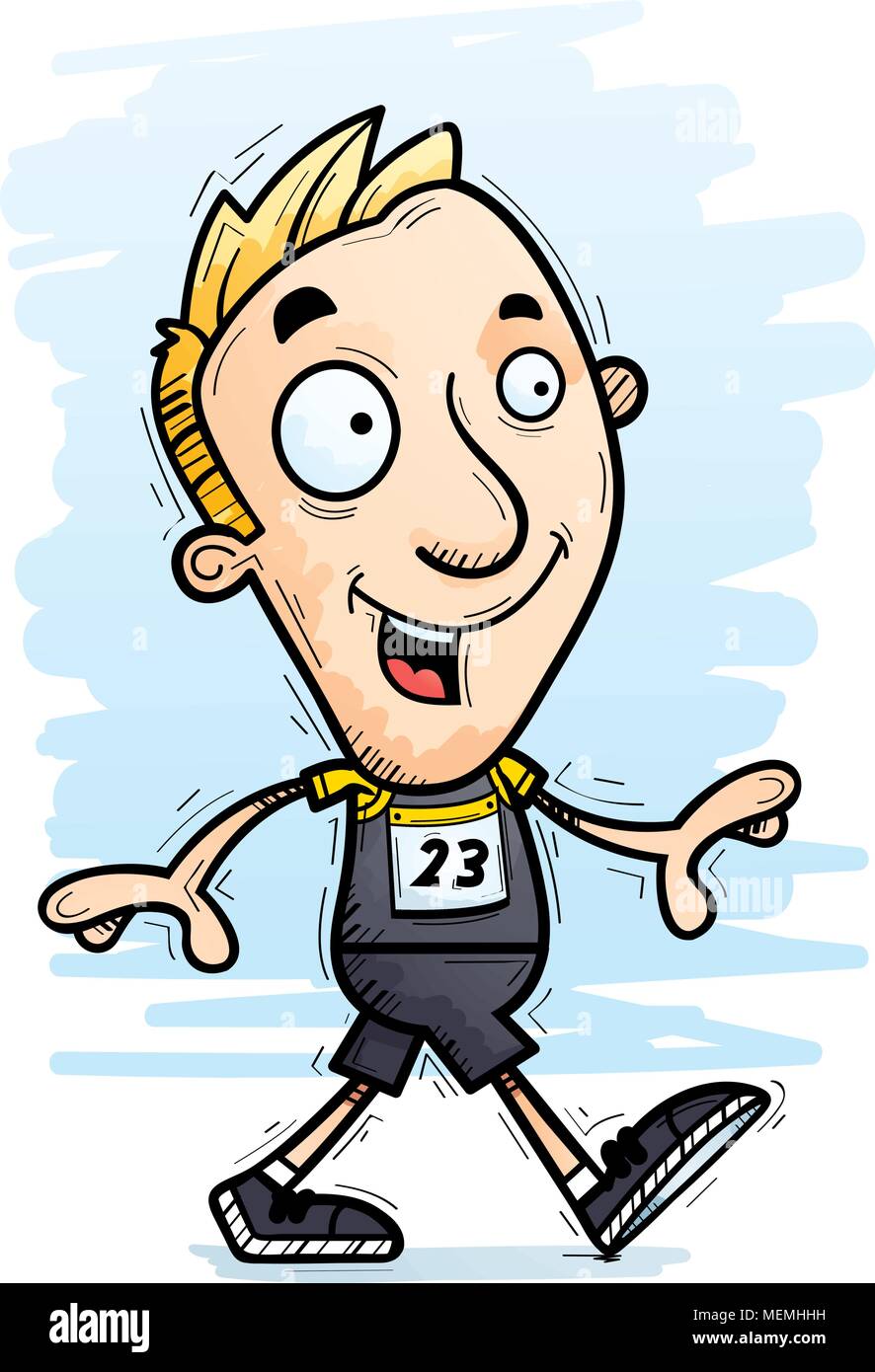 A cartoon illustration of a man track and field athlete walking Stock ...