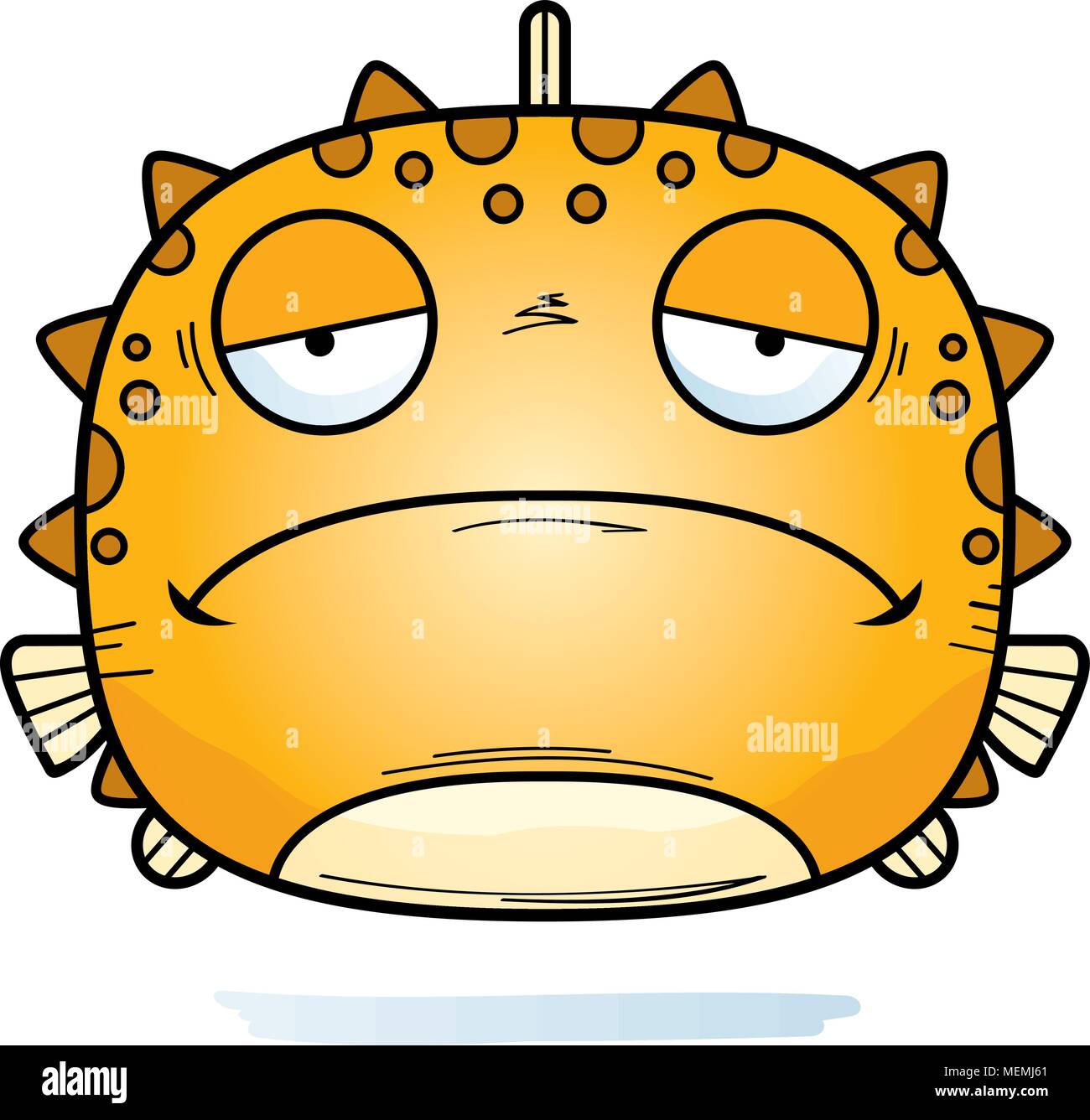 A cartoon illustration of a blowfish looking sad Stock Vector Image ...