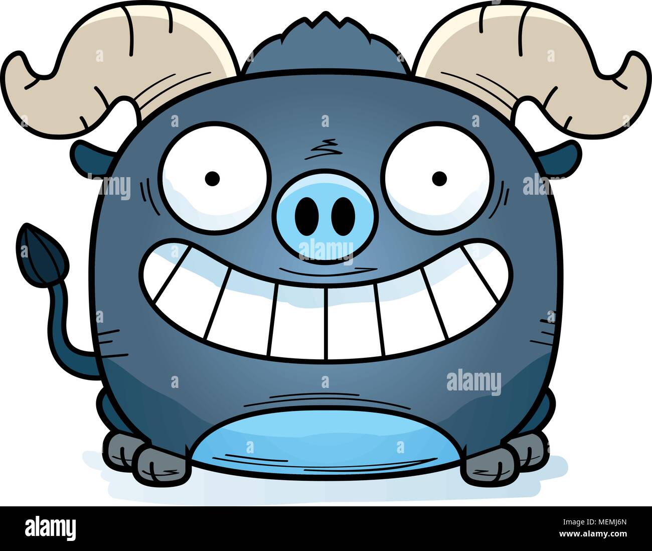 A cartoon illustration of a little blue ox happy and smiling Stock ...