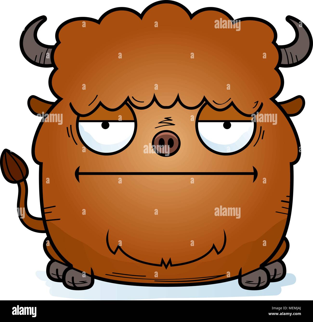 A cartoon illustration of a bison looking bored Stock Vector Image ...