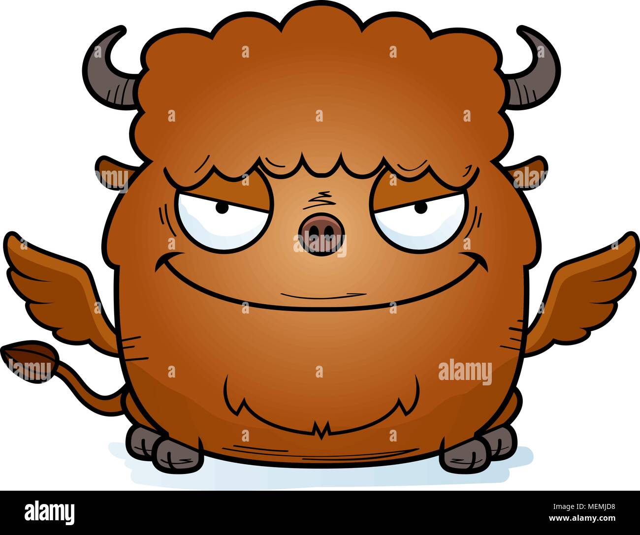A cartoon illustration of an evil looking buffalo with wings Stock ...