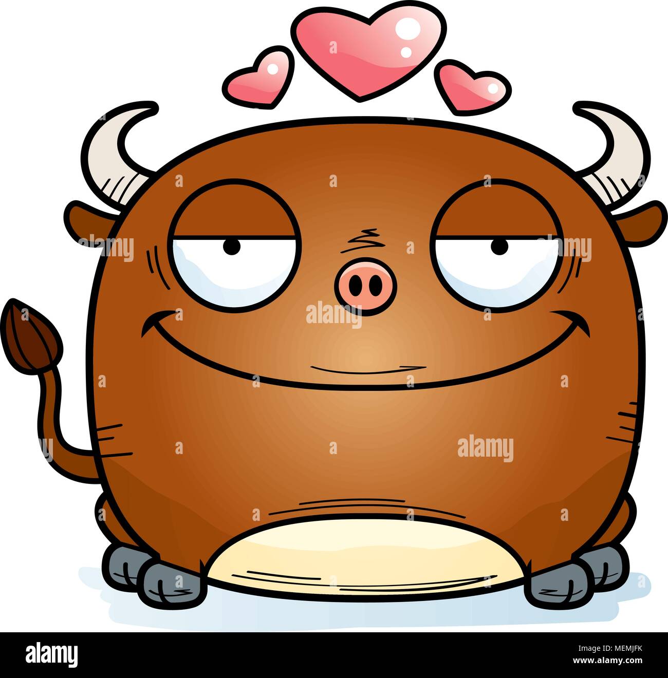 A cartoon illustration of a little bull in love Stock Vector Image ...