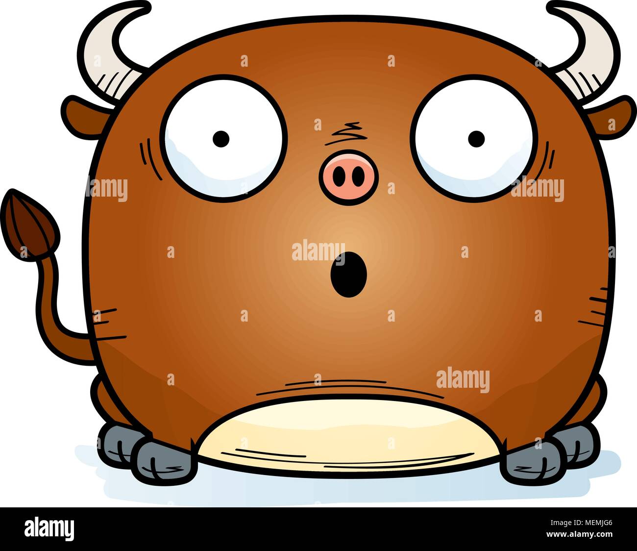 A cartoon illustration of a little bull looking surprised Stock Vector ...