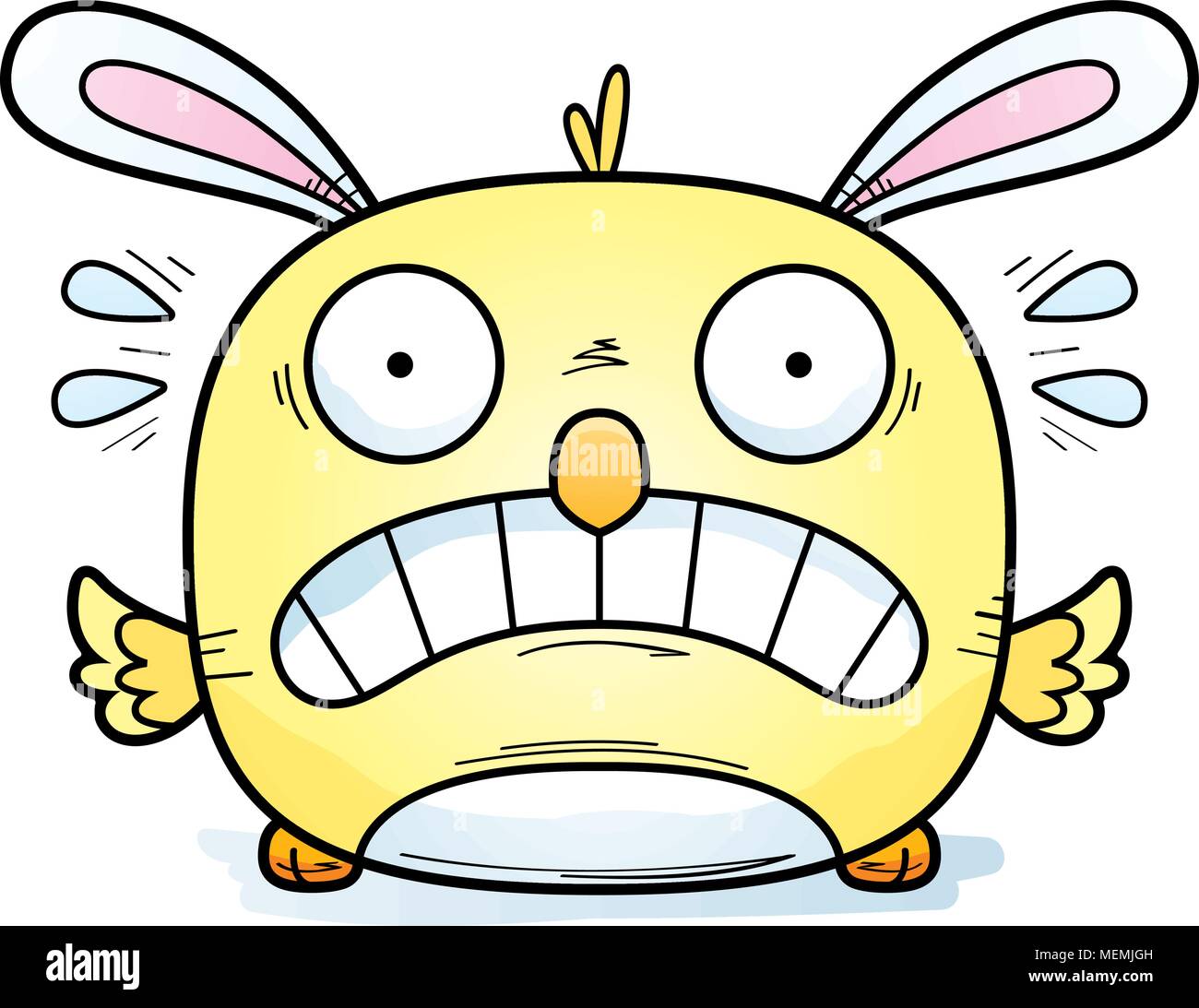 A cartoon illustration of an Easter bunny chick looking scared Stock ...