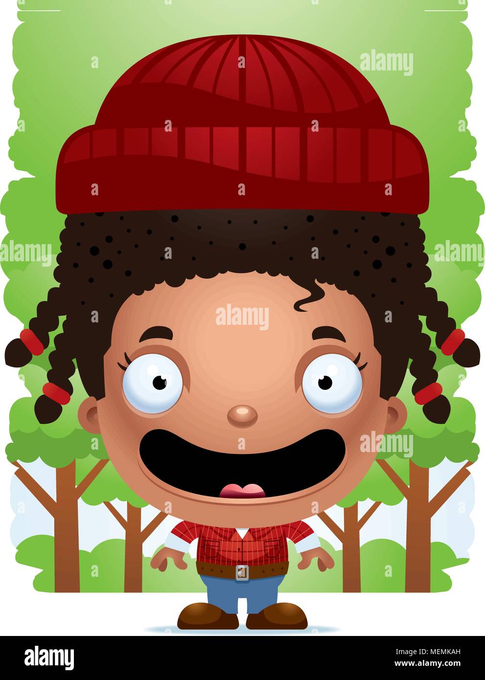 A cartoon illustration of a girl lumberjack smiling Stock Vector Image ...