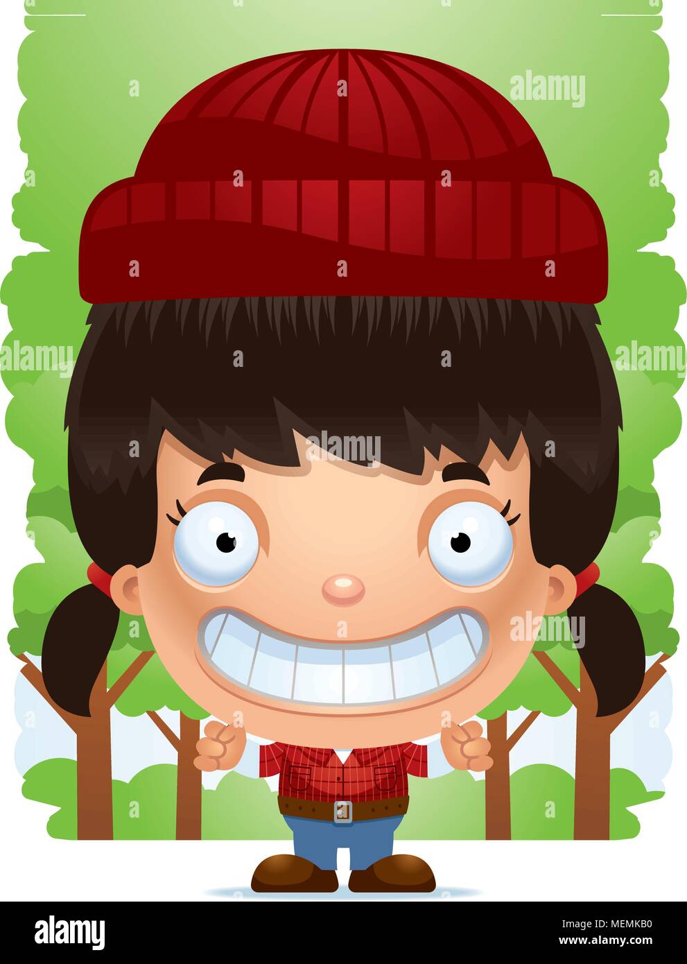A cartoon illustration of a girl lumberjack smiling Stock Vector Image ...