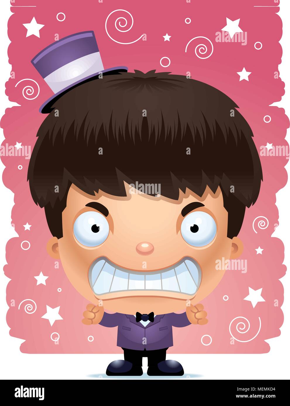 A cartoon illustration of a boy magician looking angry Stock Vector ...