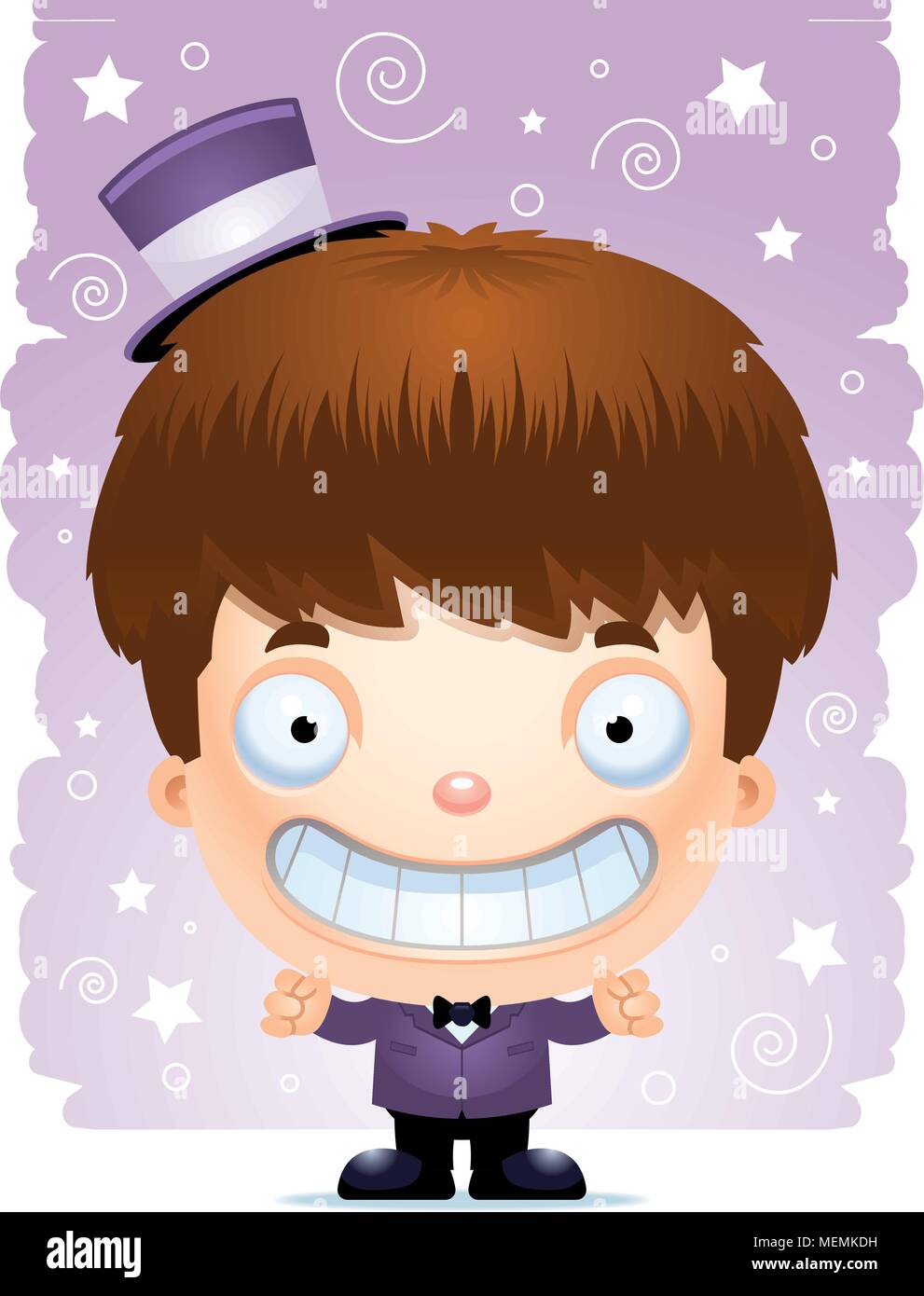 A happy cartoon kid magician standing and smiling Stock Vector Image ...