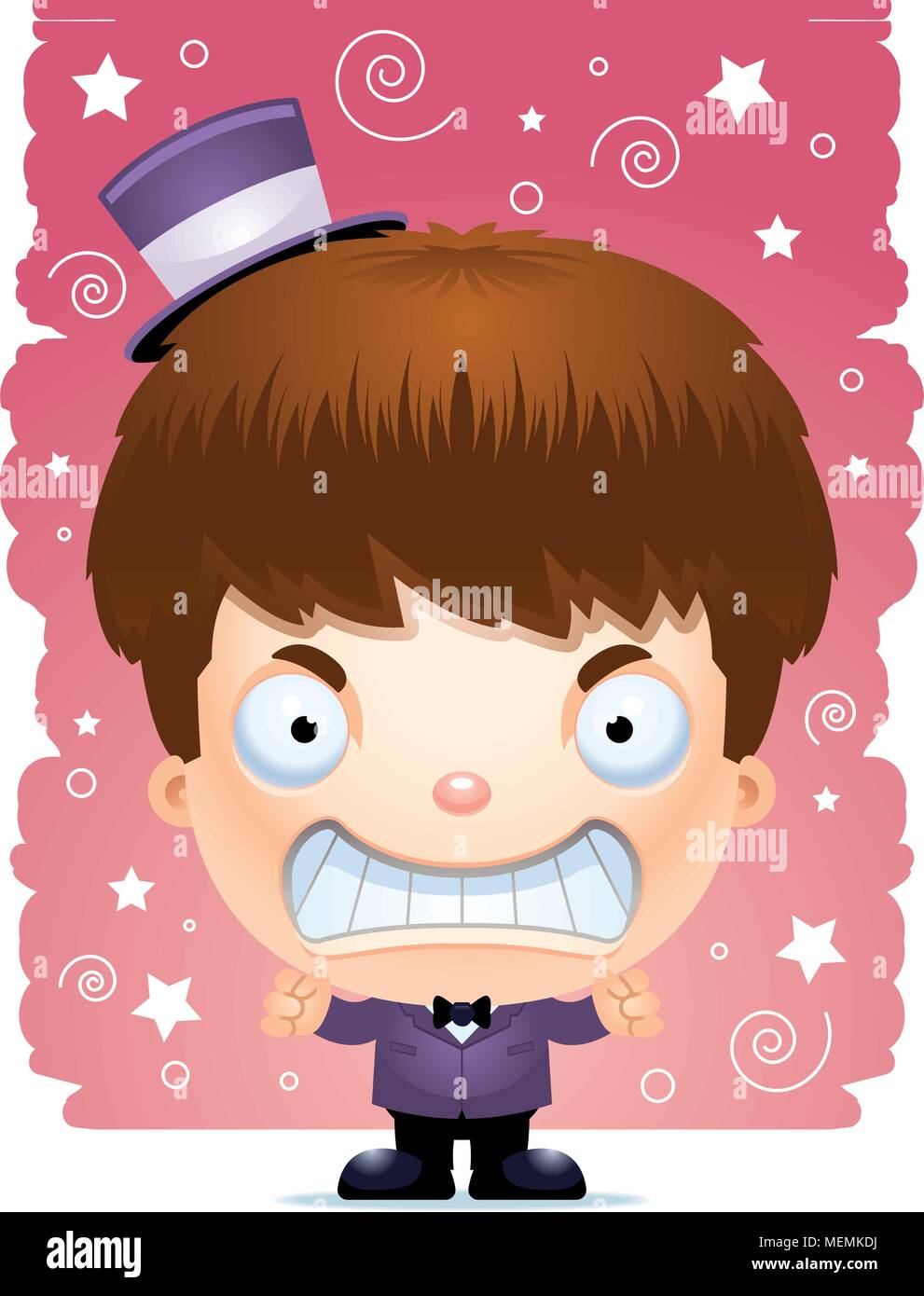 A cartoon illustration of a boy magician looking angry Stock Vector ...