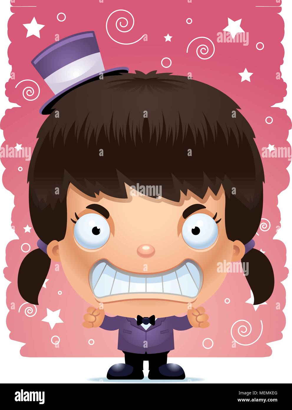 A cartoon illustration of a girl magician looking angry Stock Vector ...