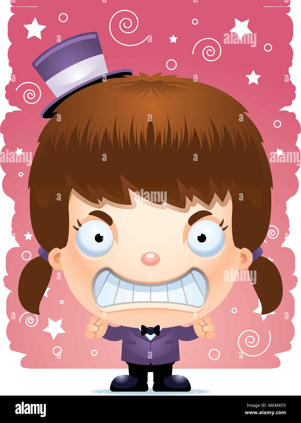 A cartoon illustration of a girl magician looking angry Stock Vector ...
