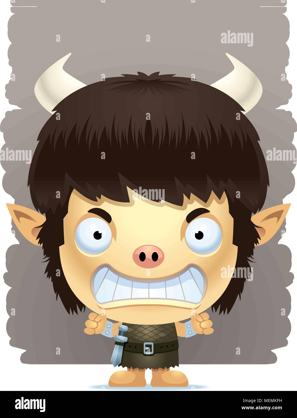 A cartoon illustration of a boy ogre with an angry expression Stock ...