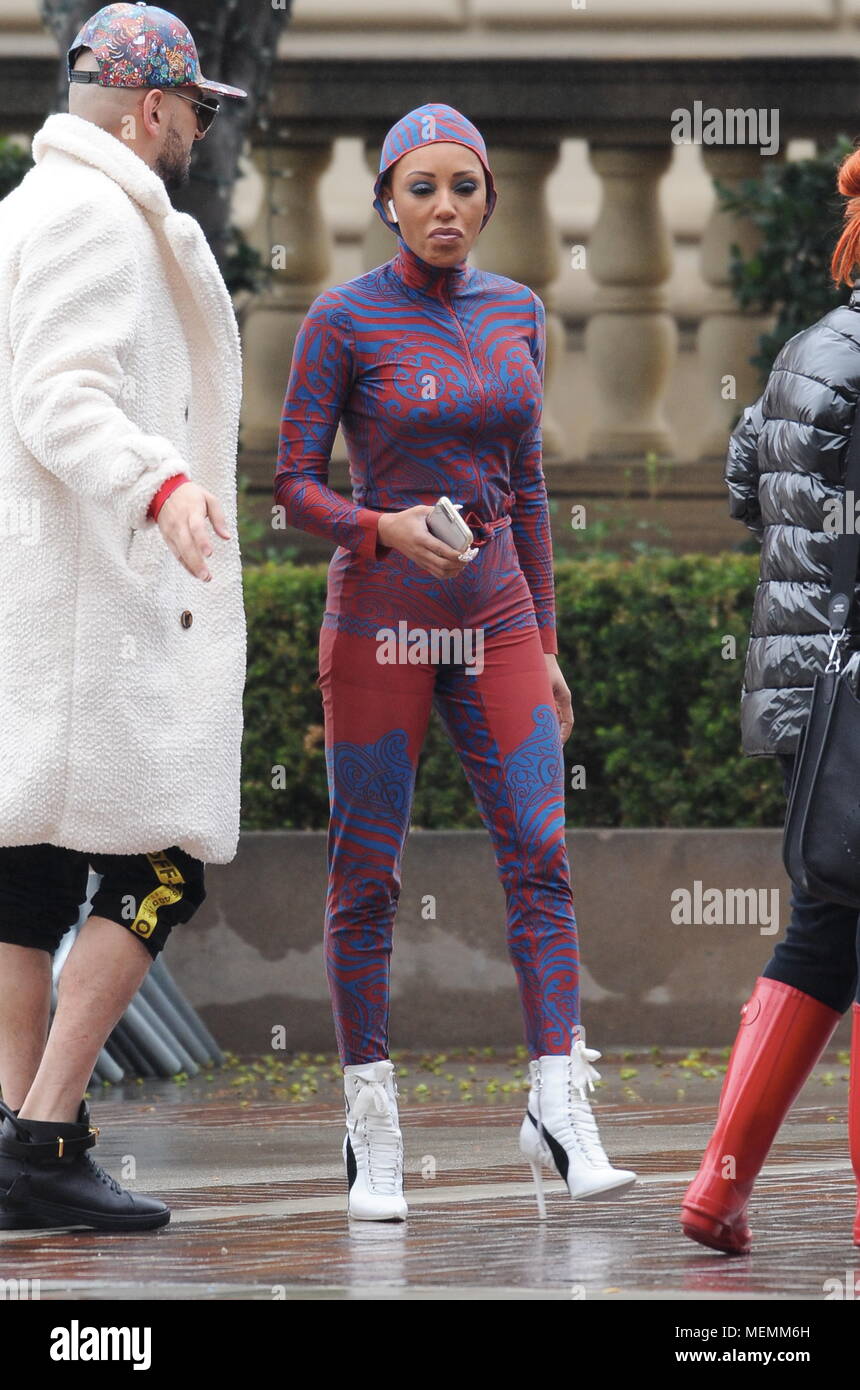 Mel B out and about in a vibrant full bodysuit Featuring: Mel B Where ...