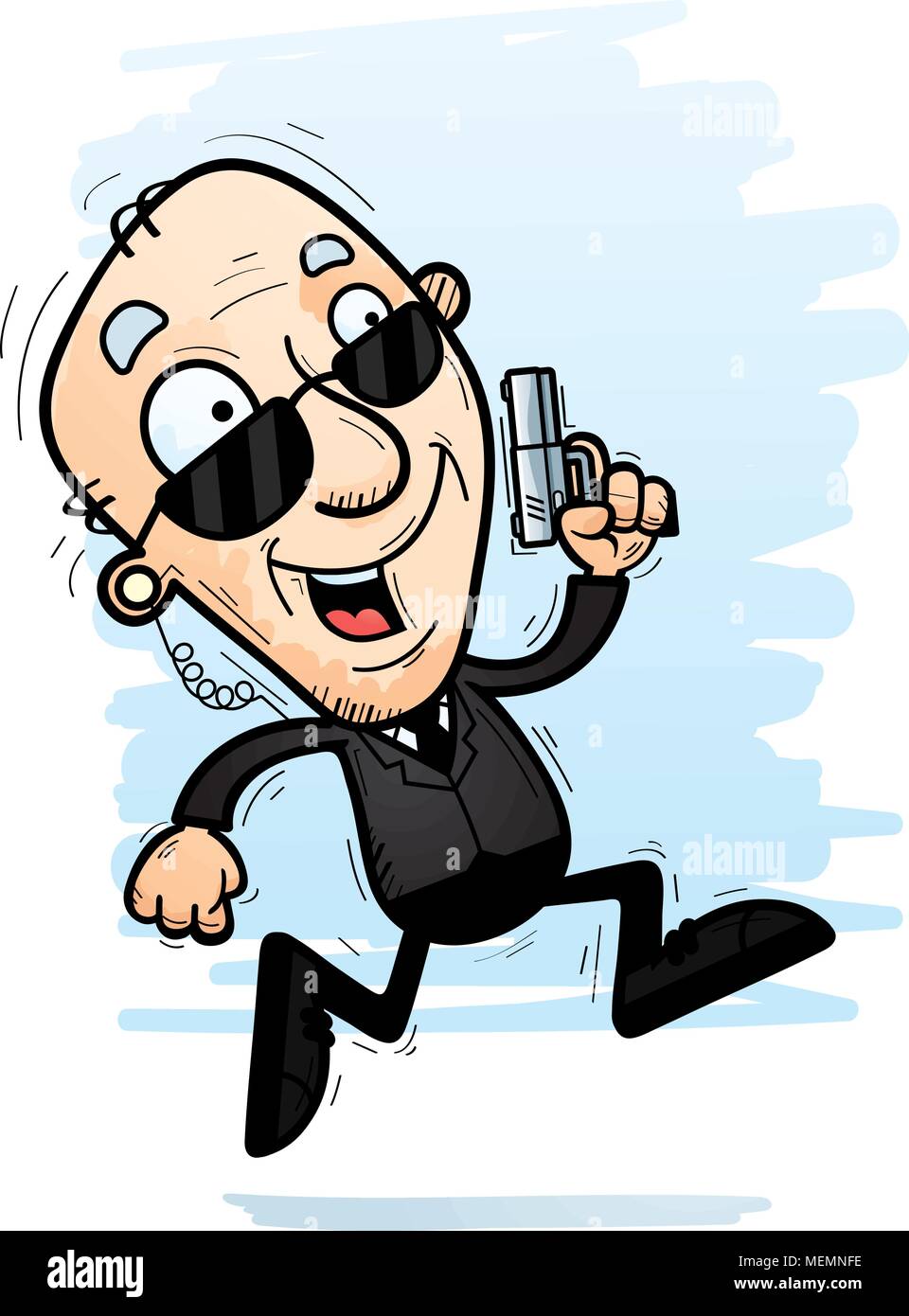 A cartoon illustration of a senior citizen man secret service agent ...