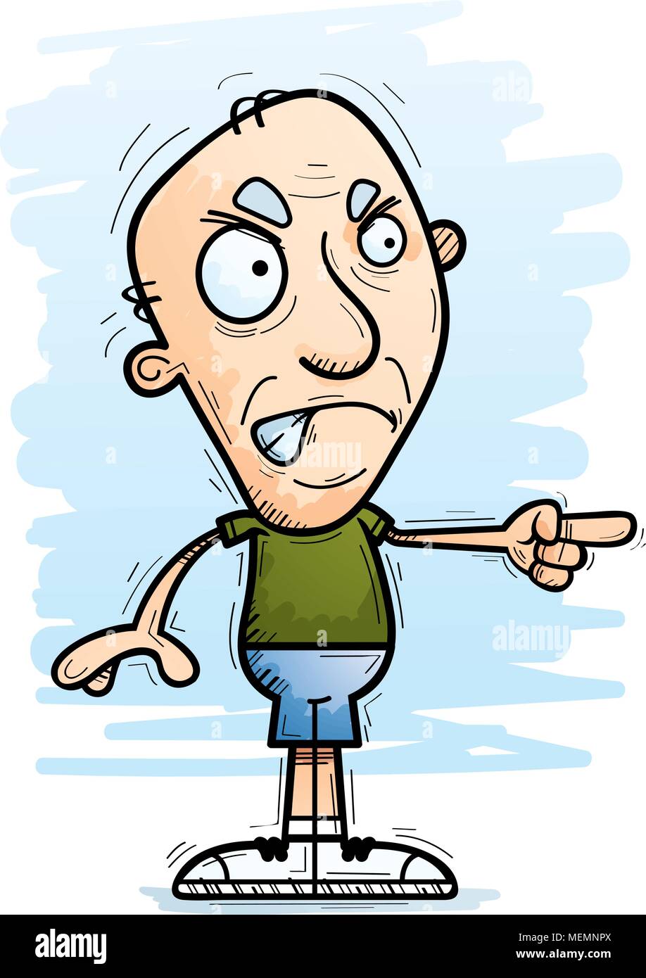 A cartoon illustration of a senior citizen man looking angry and ...