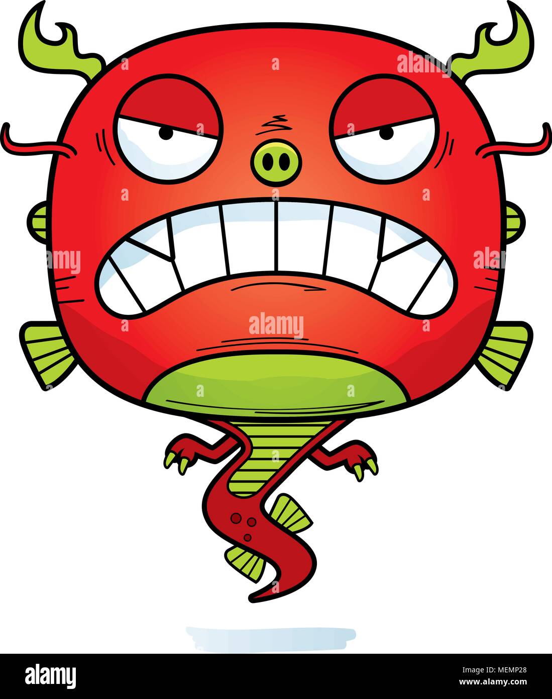 A cartoon illustration of a Chinese dragon looking angry Stock Vector ...