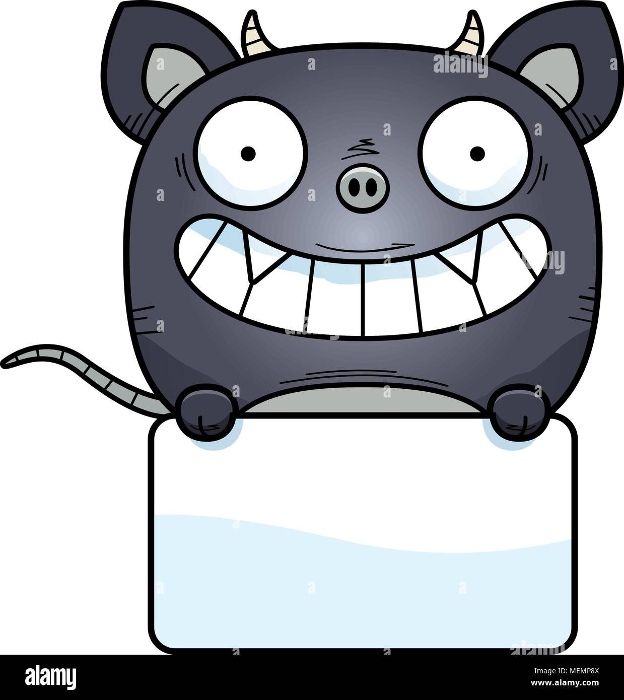 A cartoon illustration of a little chupacabra with a white sign Stock ...