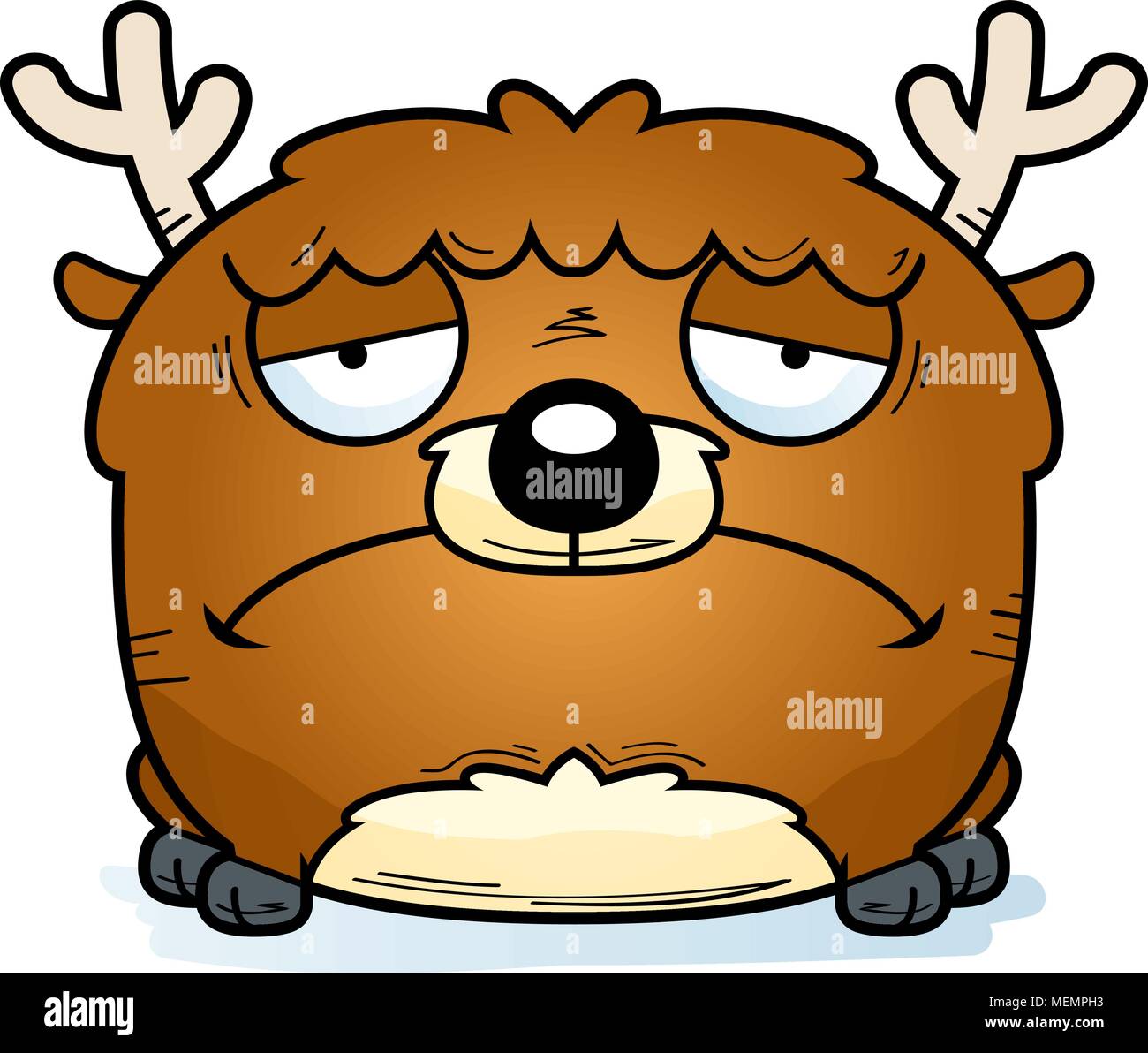 A cartoon illustration of a little deer with a sad expression Stock ...