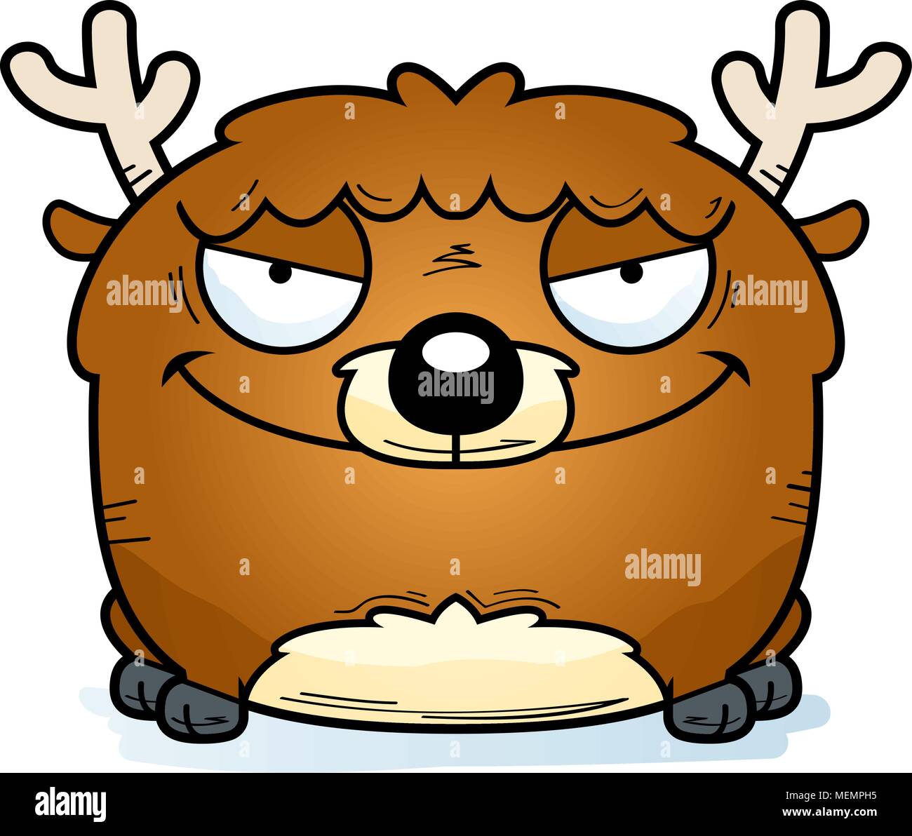 A cartoon illustration of a little deer with a devious expression Stock ...