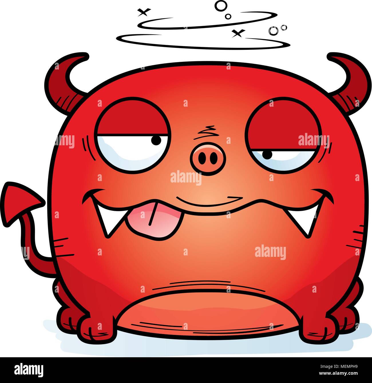A cartoon illustration of a little devil looking drunk Stock Vector ...