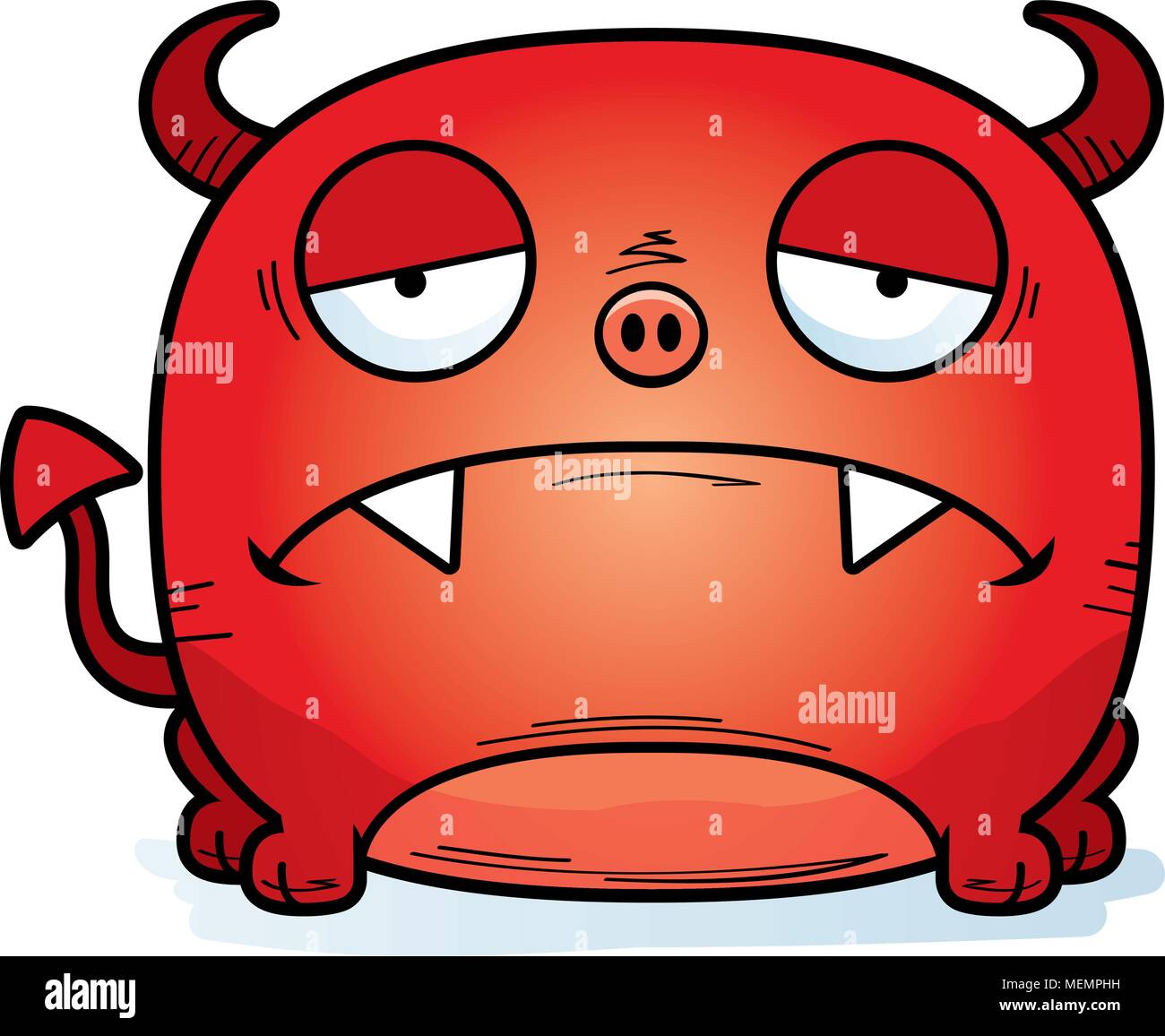 A cartoon illustration of a little devil looking sad Stock Vector Image ...