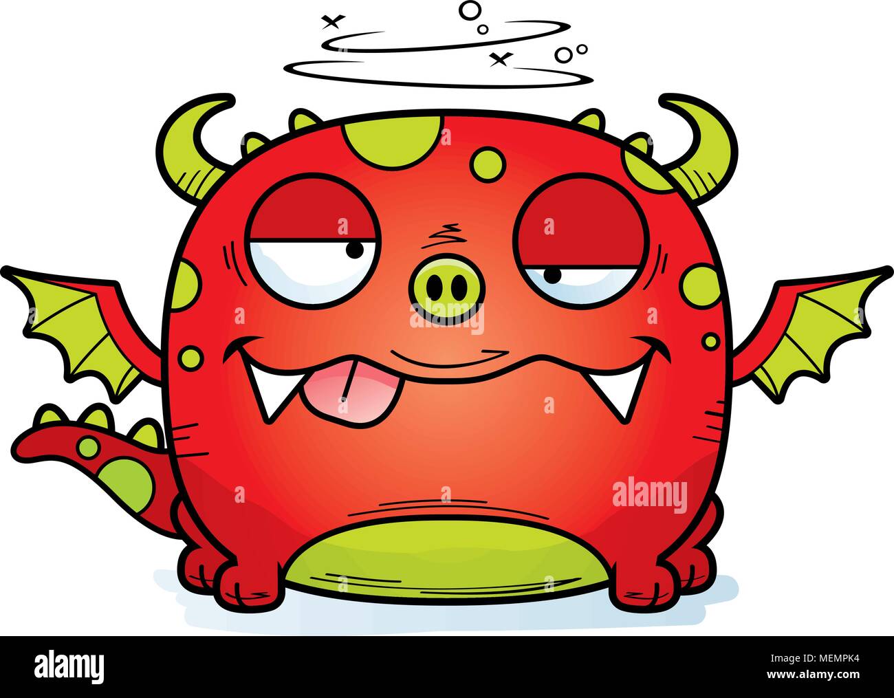 A cartoon illustration of a dragon looking drunk Stock Vector Image ...