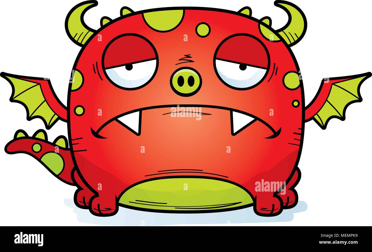A cartoon illustration of a dragon looking sad Stock Vector Image & Art ...