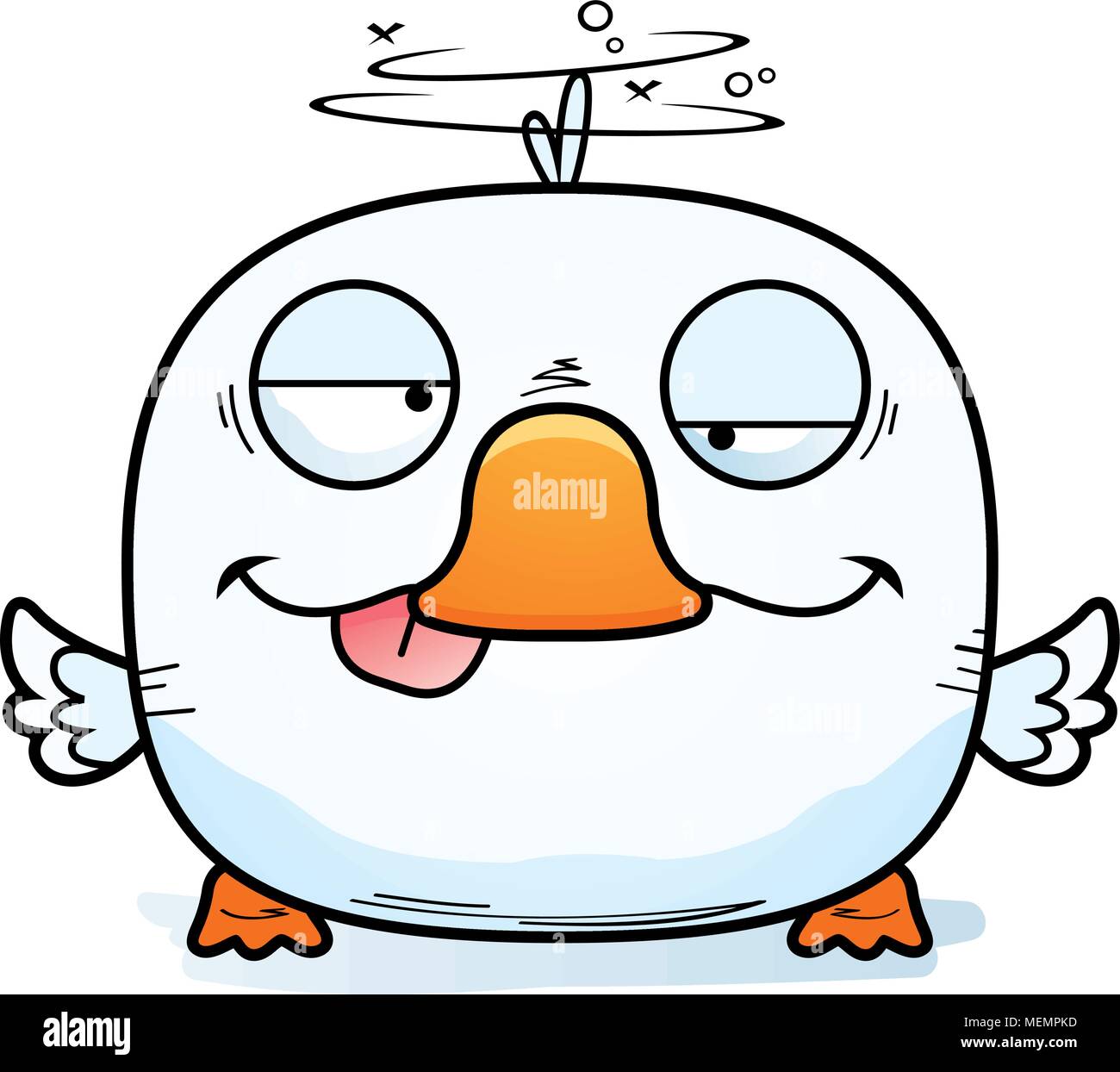 A cartoon illustration of a little duckling with a goofy expression ...
