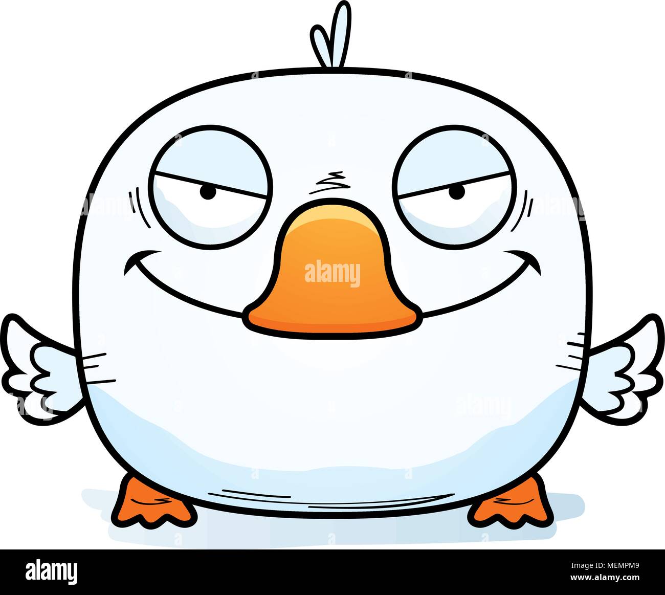 A cartoon illustration of a little duckling with a devious expression ...