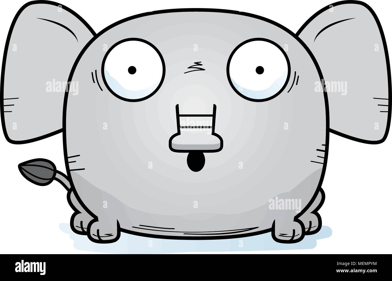 A cartoon illustration of an elephant looking surprised Stock Vector ...