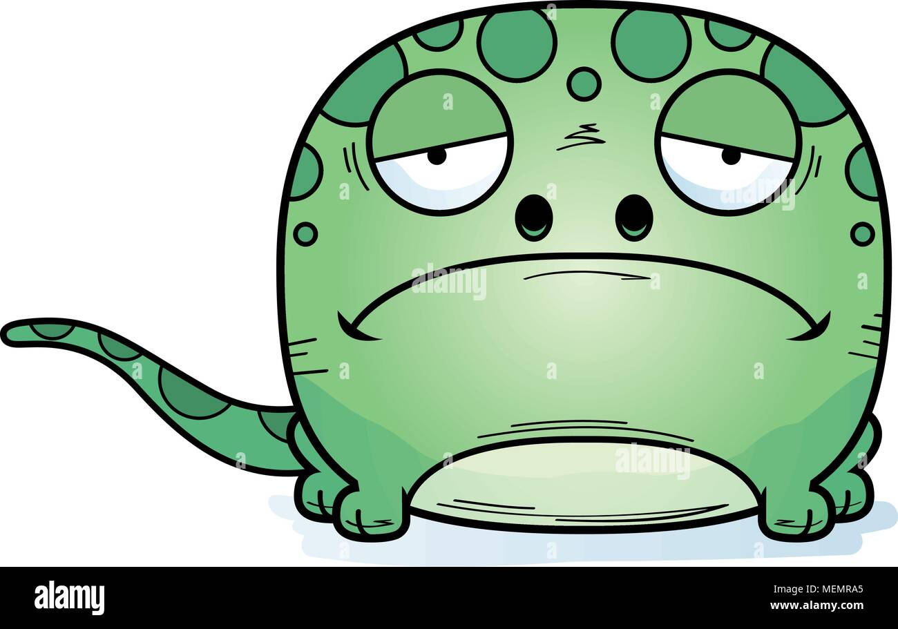 A cartoon illustration of a gecko with a sad expression Stock Vector ...