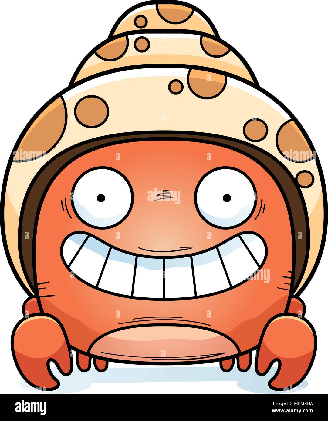 A cartoon illustration of a hermit crab looking happy Stock Vector ...