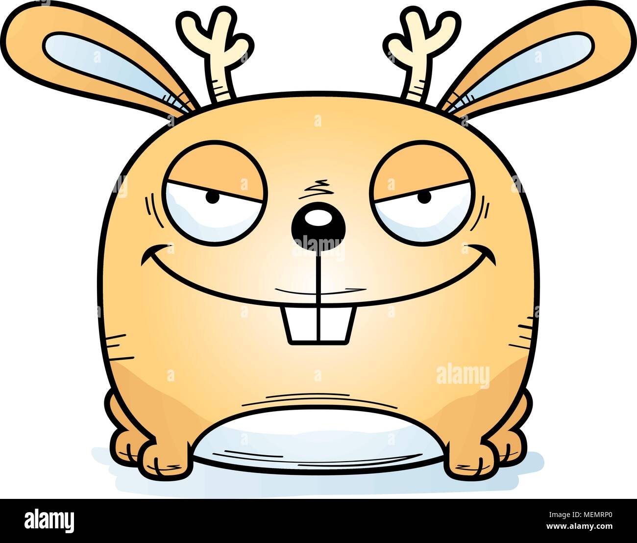 A cartoon illustration of a jackalope with a sly expression Stock ...