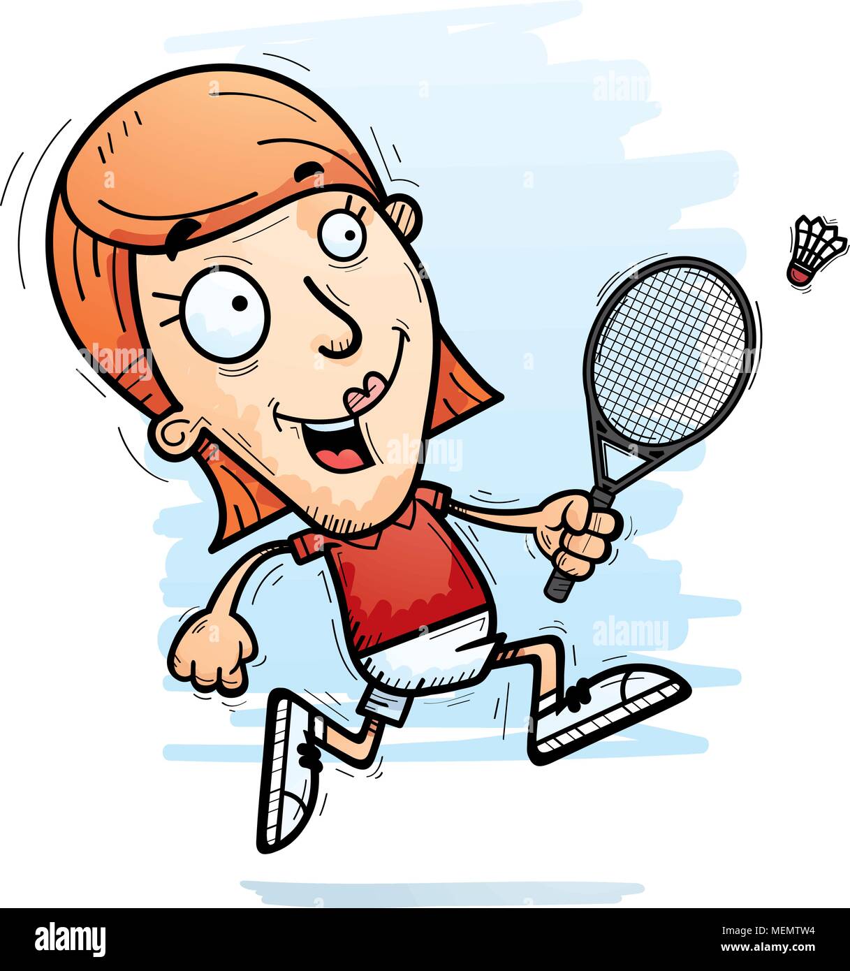 A cartoon illustration of a woman badminton player running Stock Vector ...