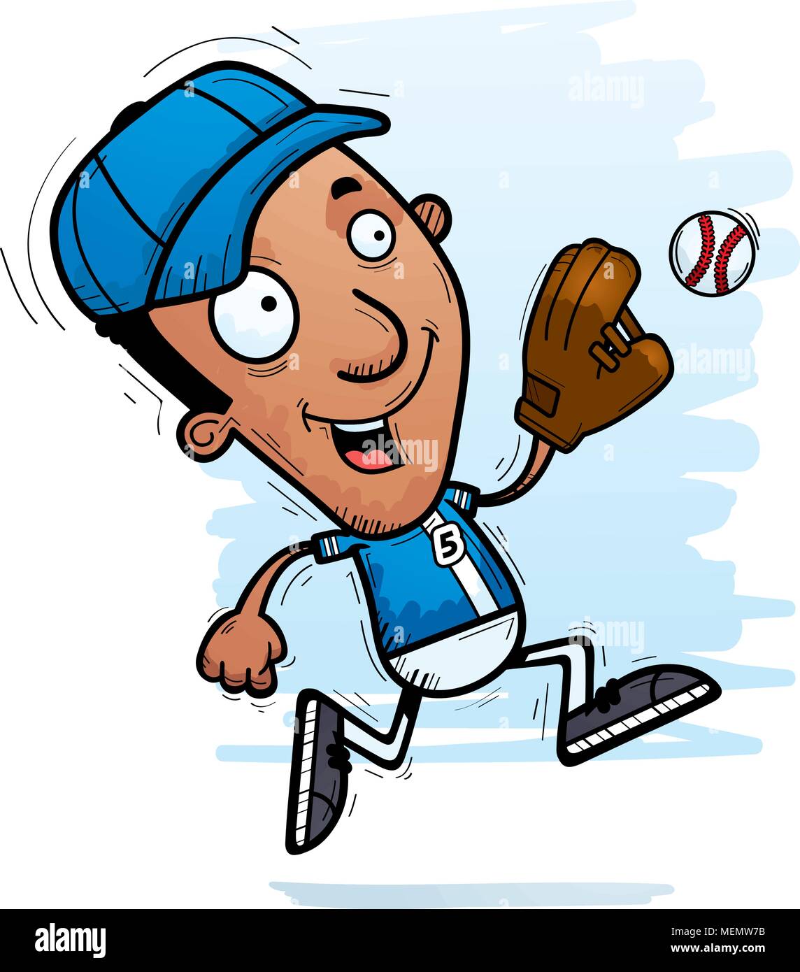 A cartoon illustration of a black man baseball player running Stock ...