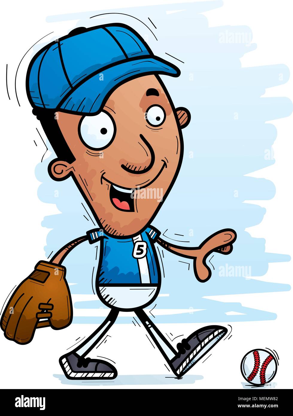 A cartoon illustration of a black man baseball player walking Stock ...