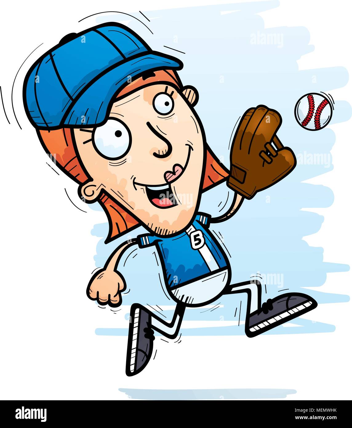 A cartoon illustration of a woman baseball player running Stock Vector ...