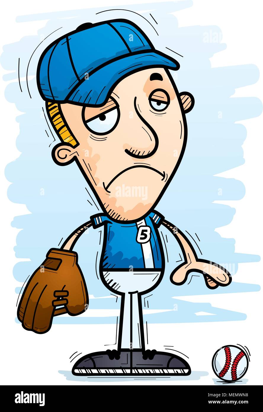 A cartoon illustration of a man baseball player looking sad Stock ...