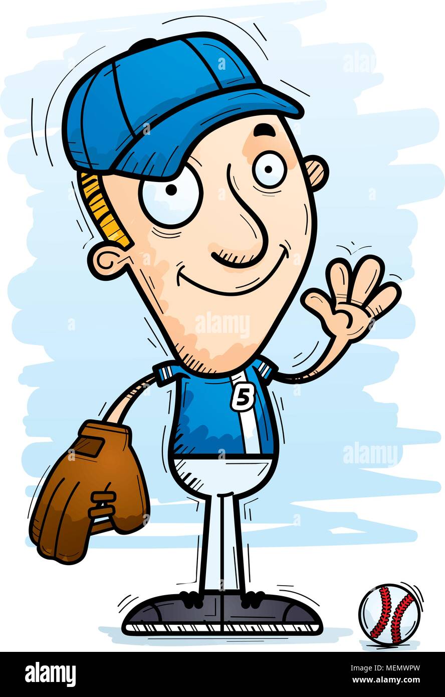A cartoon illustration of a man baseball player waving Stock Vector ...