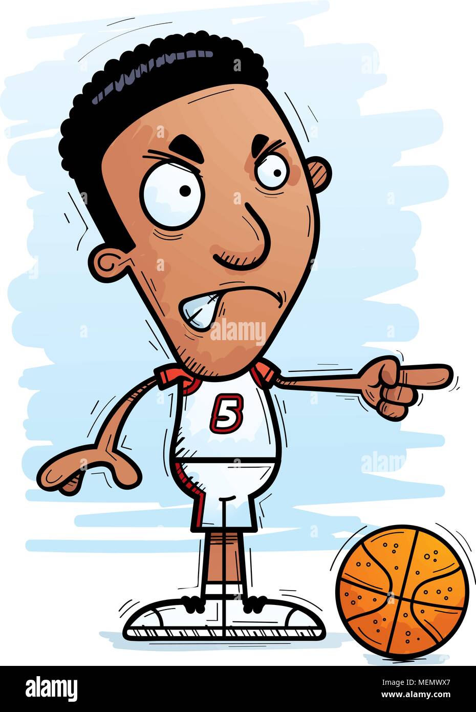 A cartoon illustration of a black man basketball player looking angry ...