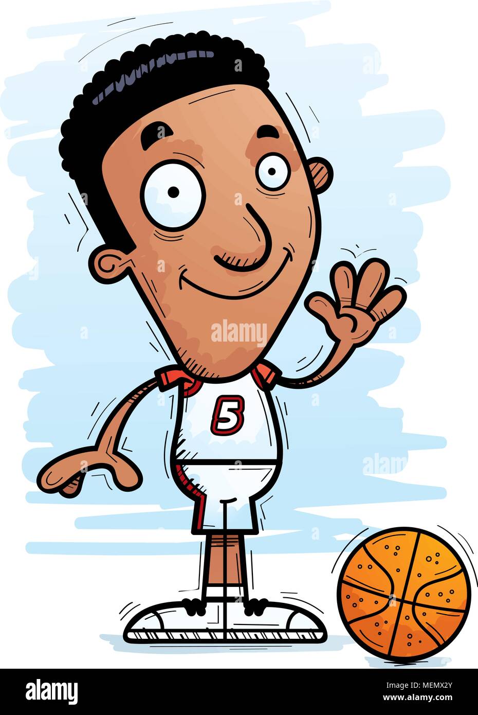 A cartoon illustration of a black man basketball player waving Stock ...