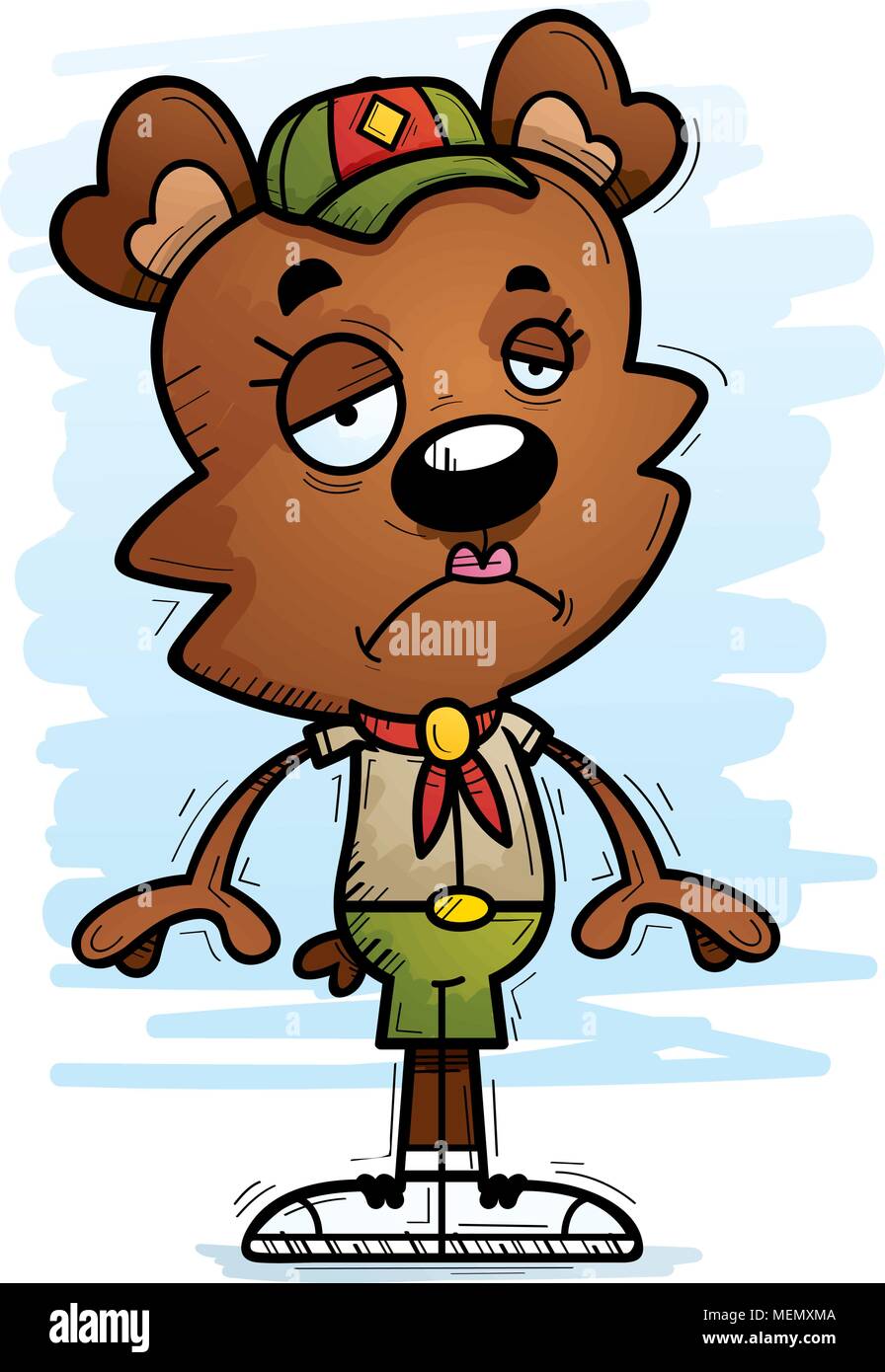 A cartoon illustration of a female bear scout looking sad Stock Vector ...