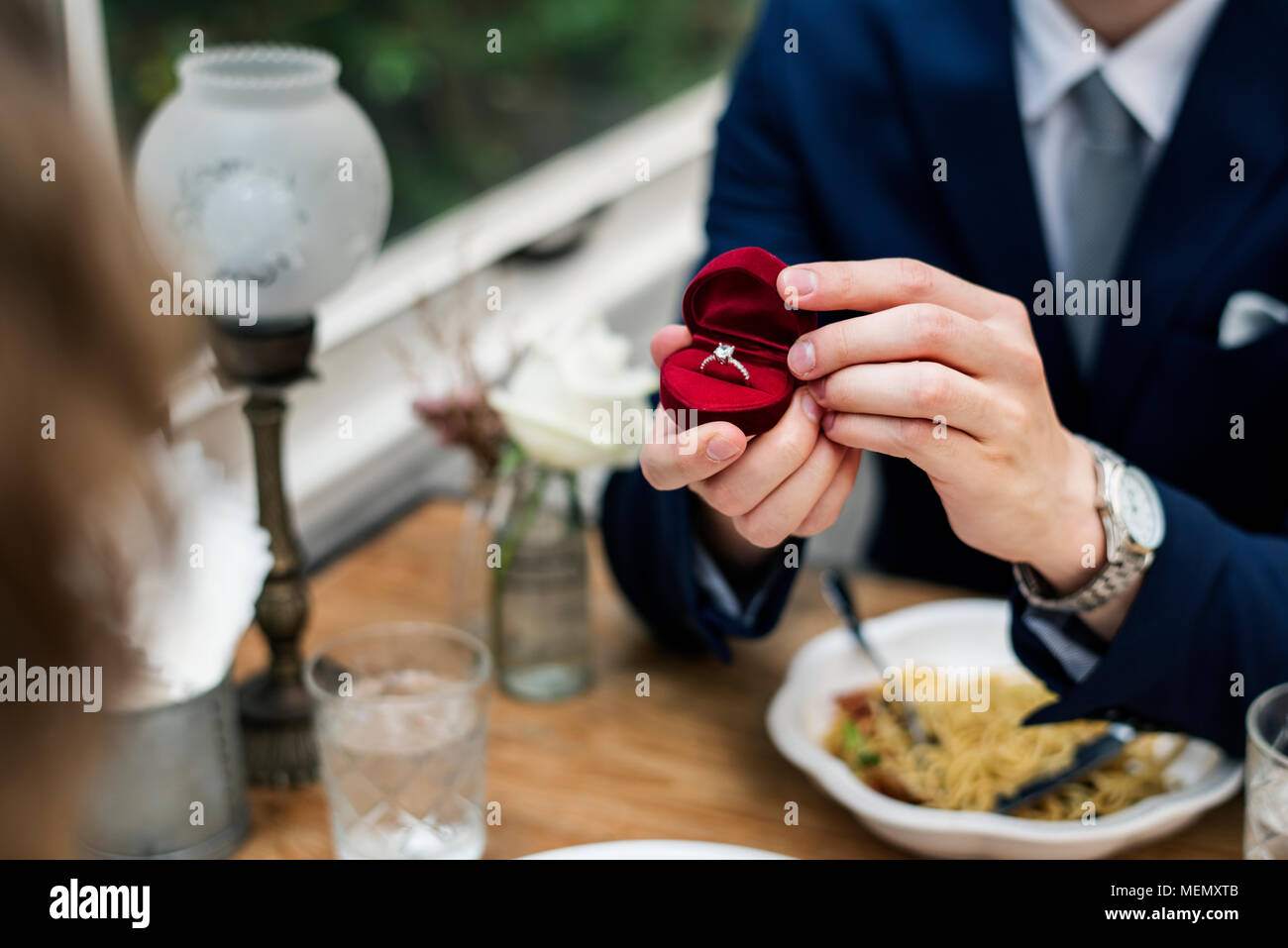 Engagement ring box restaurant hi-res stock photography and images - Alamy