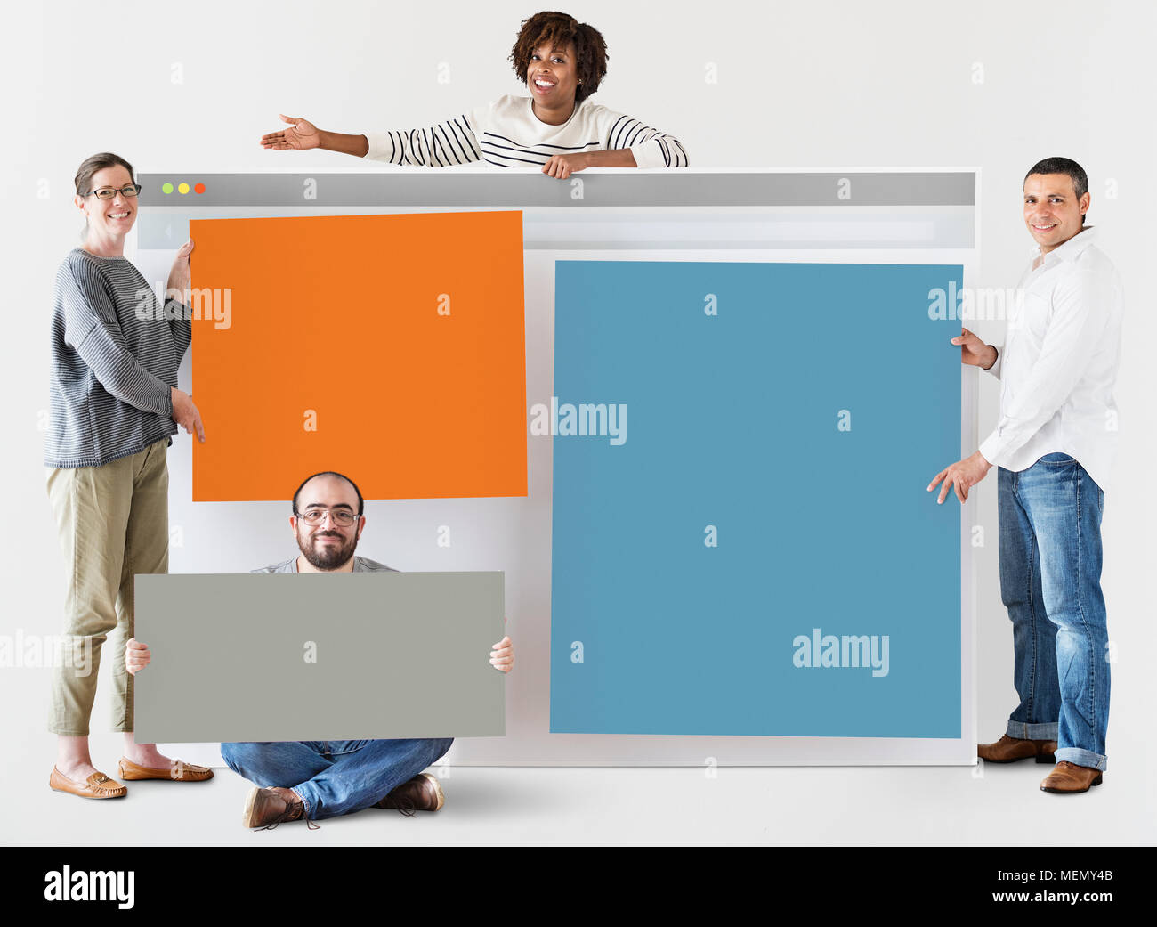 Happy people with internet browser Stock Photo - Alamy