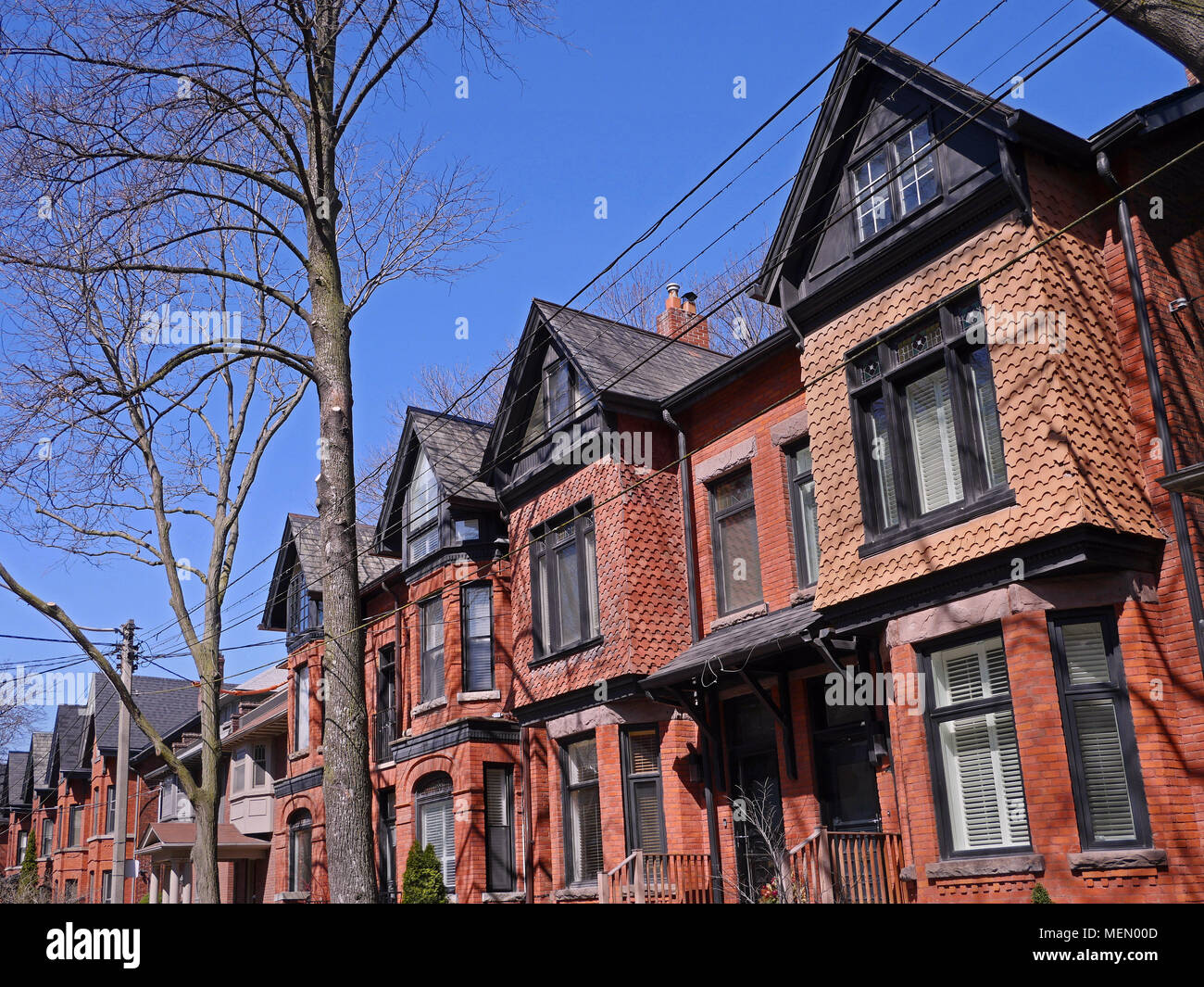 renovated Victorian row houses with gables Stock Photo - Alamy