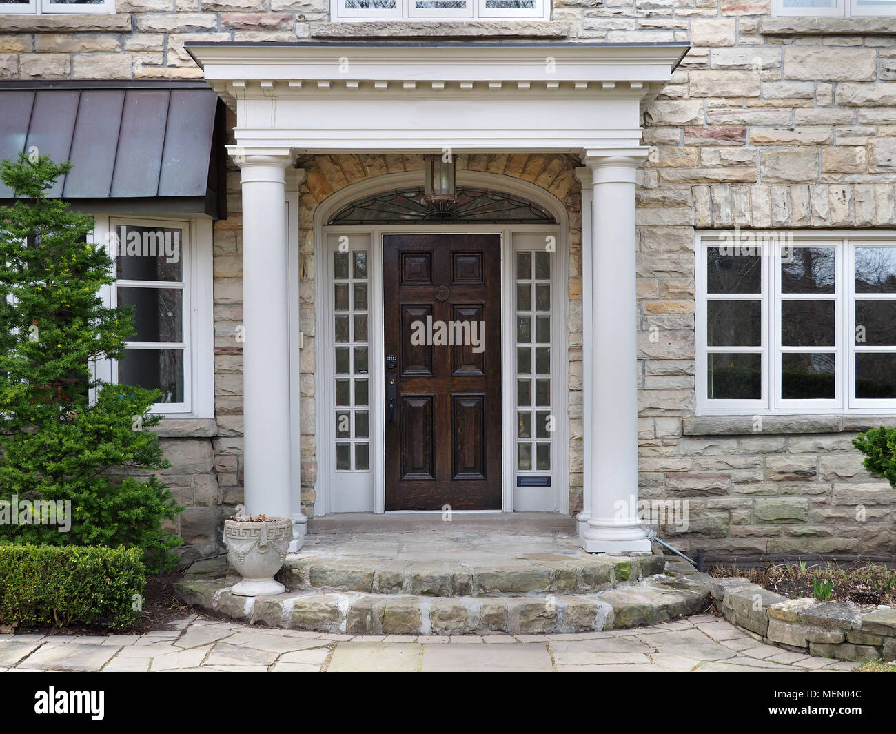 house front door with portico entrance Stock Photo - Alamy
