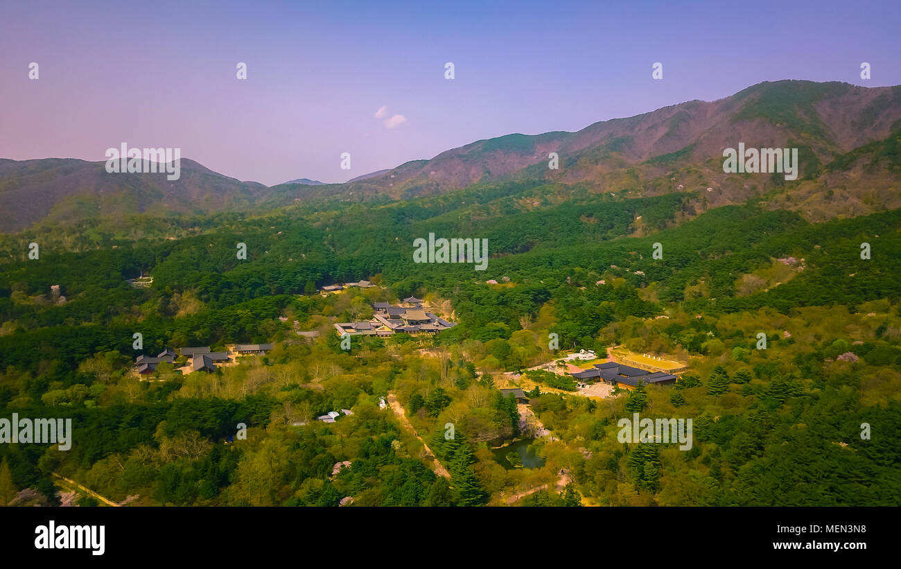 Aerial view of Gyeongju city during Spring season, South Korea Stock ...